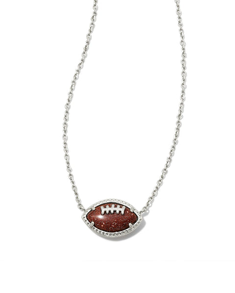 KENDRA SCOTT- Football Silver Short Pendant Necklace in Orange Goldsto ...