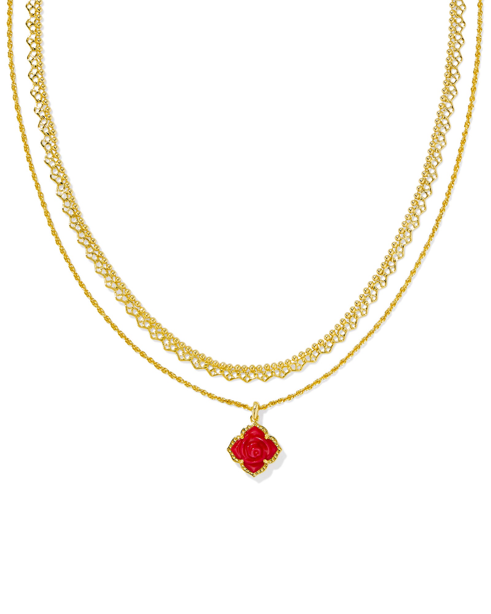 KENDRA SCOTT- Mallory Rose Multi Strand Necklace in Gold Red Mother of ...